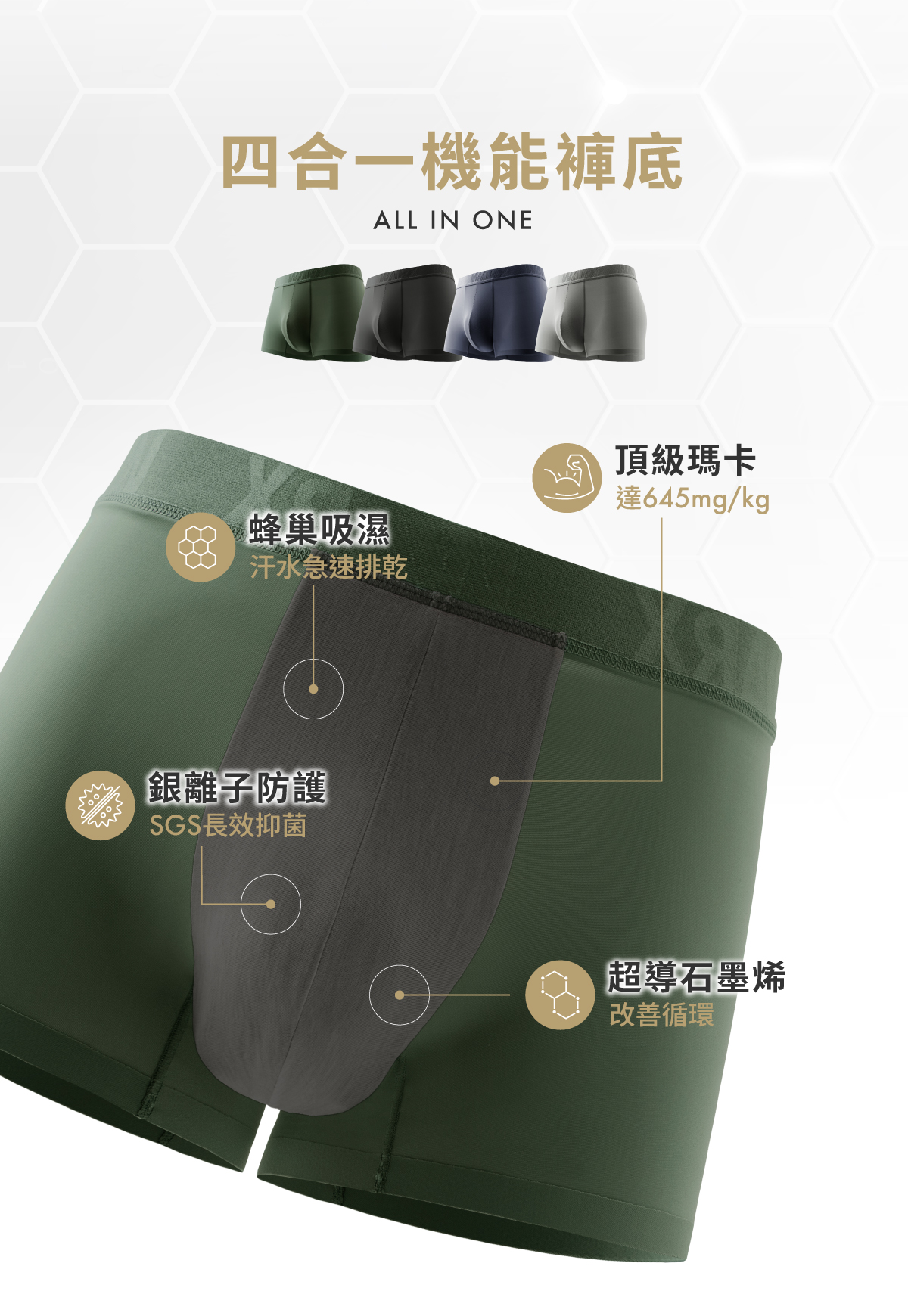 WARX【改版升級】瑪卡x石墨烯 機能裸感四角褲 (共4色) | 蝦皮購物