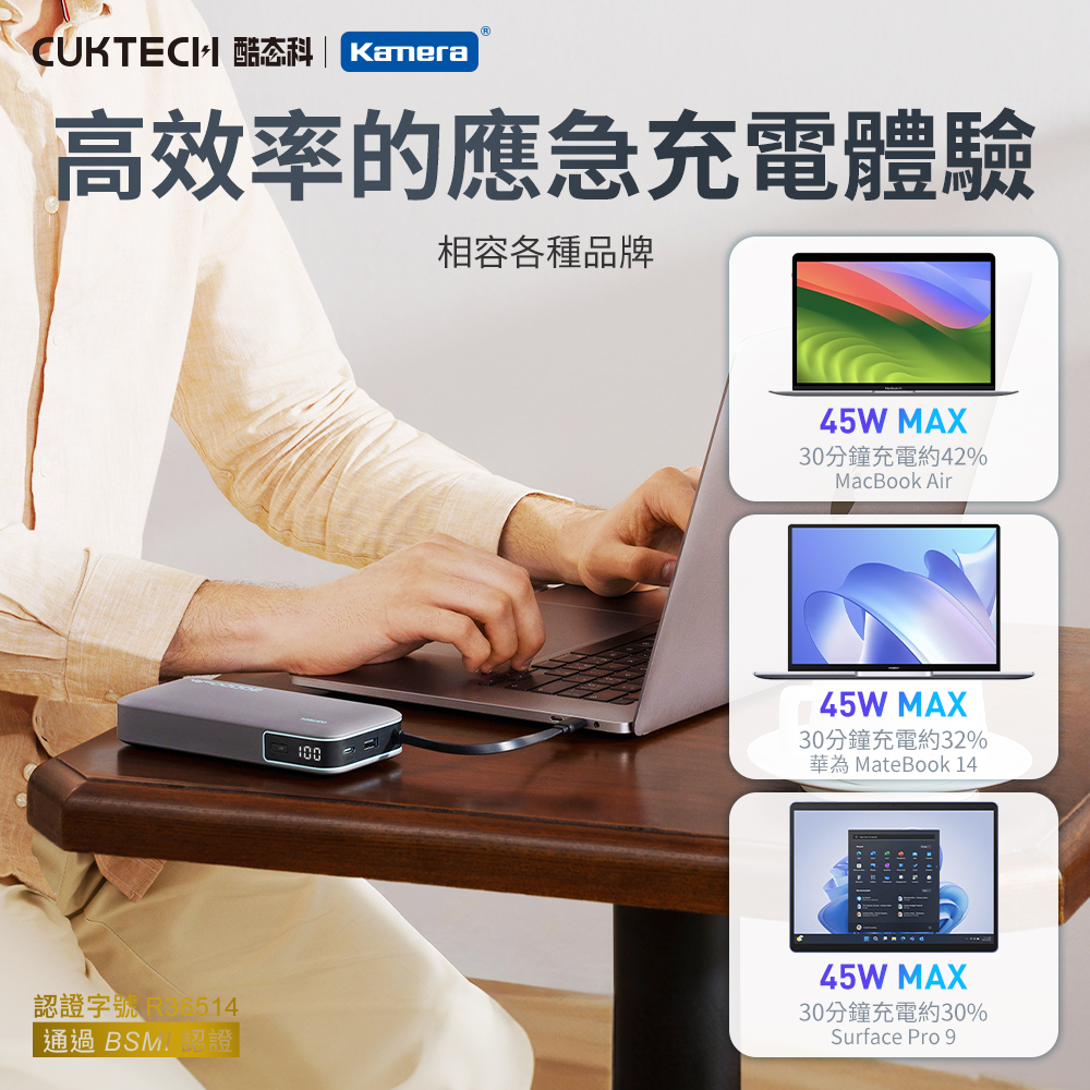 "呱呱嚴選" CUKTECH 酷態科 CP25電能塊 自帶線行動電源 2萬容量 55W最大輸出 PB200N 移動電源 | 蝦皮購物