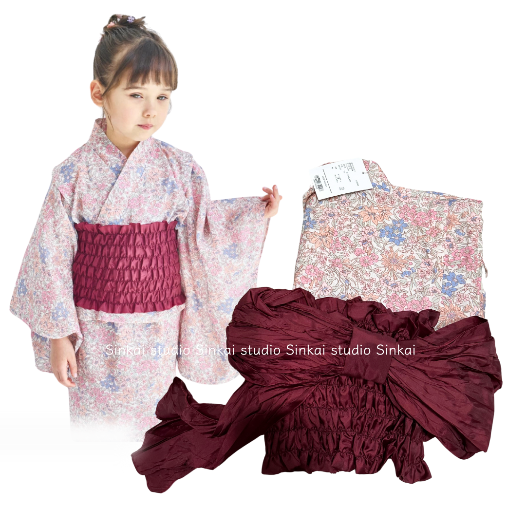 【現貨】100-120 易穿脫 2025 pairmanon 2way 女童 開襟罩衫 輕薄 和服 浴衣 小碎花 | 蝦皮購物