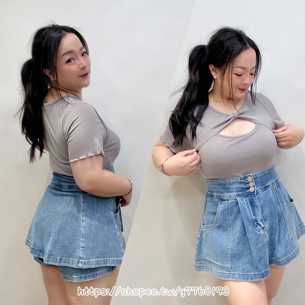 現+預 ️俏麗妹仔㊙️㊙️今夏超實穿牛仔褲裙 / 加大尺碼歐膩層次感牛仔褲裙 / 大尺碼褲裙 三排釦 | 蝦皮購物