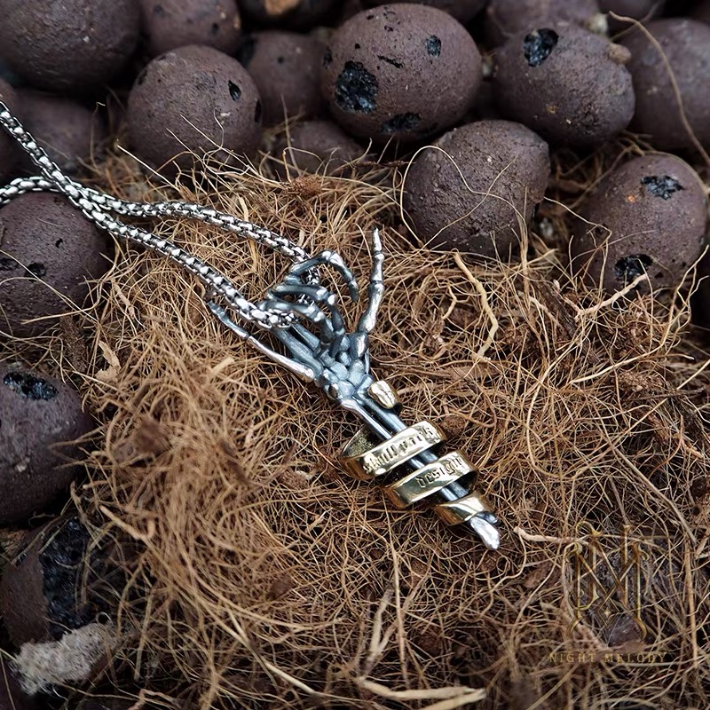 NIGHT MELODY 精品 原創設計 • 純銀925 / 吊墜 • 骷髏手 | 蝦皮購物