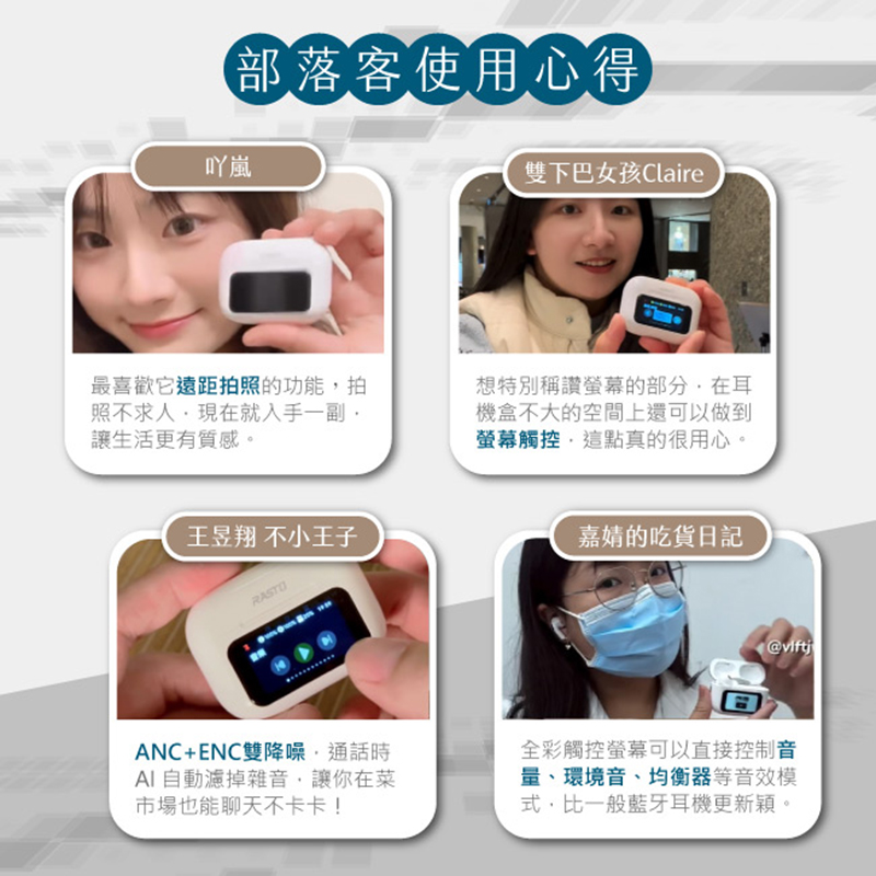 RASTO RS70 AI智能全觸控螢幕ANC+ENC主動降噪藍牙5.4耳機 | 蝦皮購物