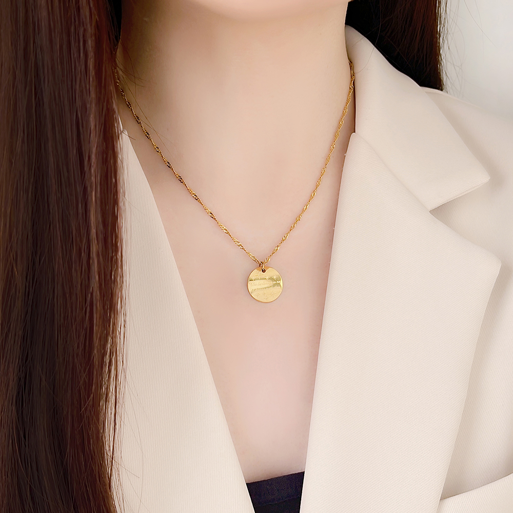 [鈦鋼.項鍊] 星圖記號 字母米字星圓牌項鍊【UME】洗澡可戴 不退色項鍊 鍍18K金 | 蝦皮購物