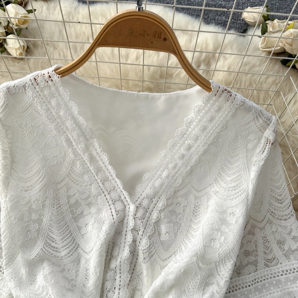 🎀Hanagirl 韓國🇰🇷氣質鏤空蕾絲 長洋裝 F052 禮服 | 蝦皮購物