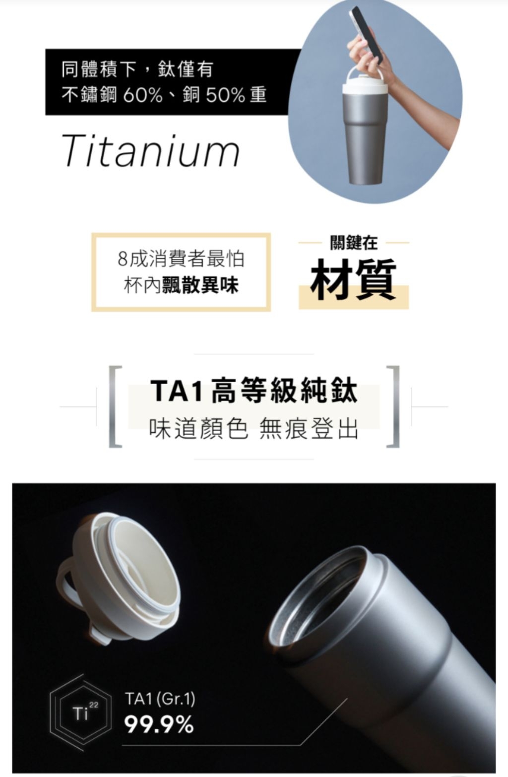 【WOKY沃廚】Ti 純鈦渾圓杯770ml-AllDay隨行款 (抗熱款）（附1支粗純鈦彈跳吸管） | 蝦皮購物