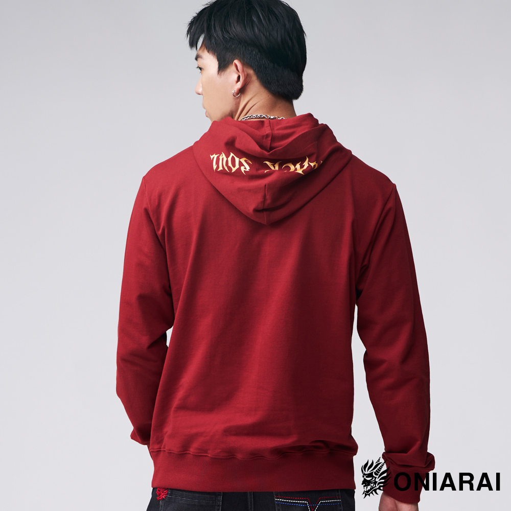 BLUE WAY 鬼洗 ONIARAI - 男女適穿 潮流側鬼LOGO連帽長TEE(深紅) | 蝦皮購物