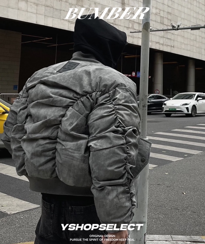 【YSHOP】 質量爆表.ᐟ.ᐟ 廢土風 重工美學 褶皺 飛行外套 短寬 厚外套 厚磅 男女款 『保暖必備首選』 MA1 | 蝦皮購物