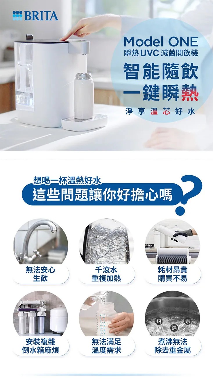 【德國BRITA】Model One開飲機 瞬熱飲水機 智能溫控 UVC滅菌 濾水系統 MAXTRAPRO 蘑菇生活家電 | 蝦皮購物