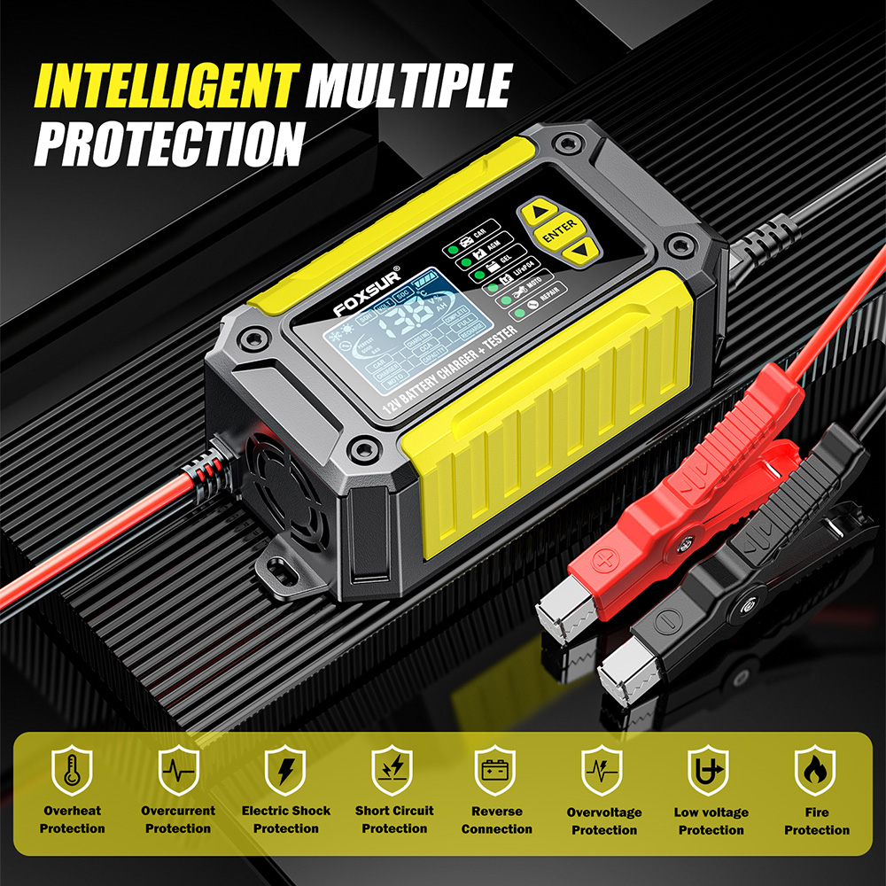 福克斯 FTC-1206 12V 6A 汽車電瓶脈衝充電器 + 電瓶壽命測試器 50 - 995 CCA 二合一 | 蝦皮購物