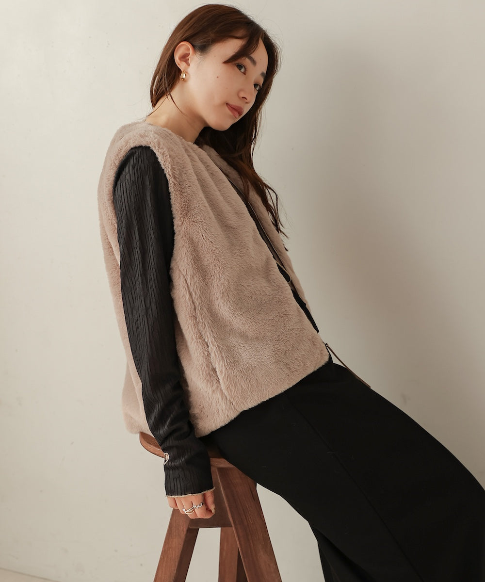 DoReFe | 日本代購 BAB 暖呼呼 人造兔毛 毛毛背心 皮草背心 搭配單品 絨毛背心 | 蝦皮購物