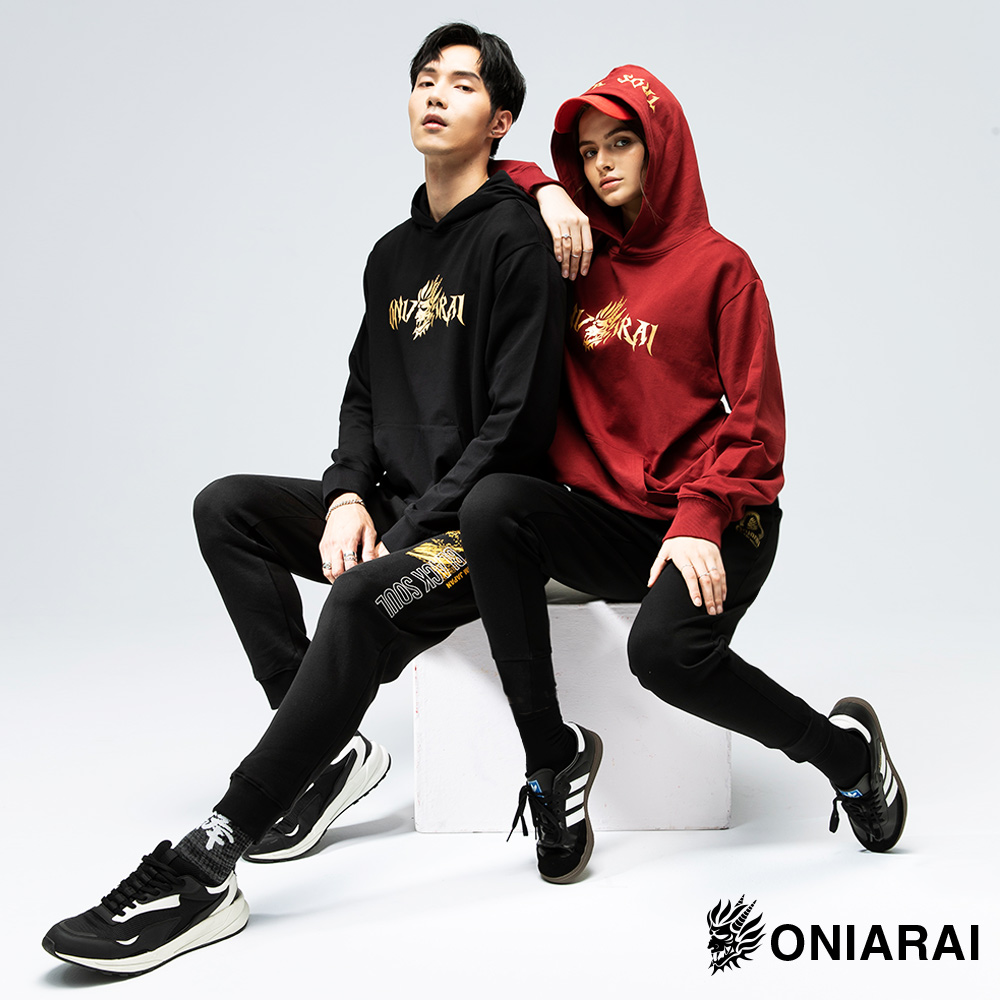 BLUE WAY 鬼洗 ONIARAI - 男女適穿 潮流側鬼LOGO連帽長TEE(深紅) | 蝦皮購物