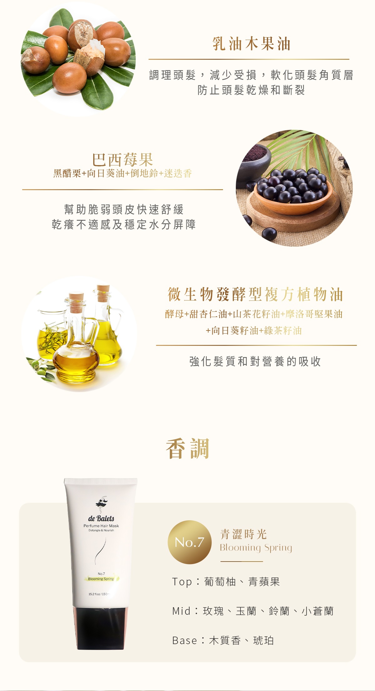 【de Balets】SPA級香水深層修護髮膜 150ml 任選 (小紫-淡雅晚香/小棕-清新晨香/小白青-青澀時光) | 蝦皮購物