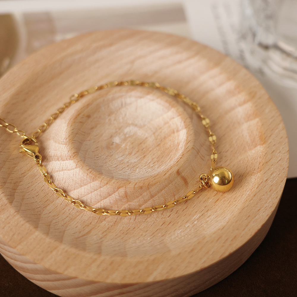 [鈦鋼.手鍊] 小圓球閃光手鍊 (金色/玫瑰金色) 洗澡可戴【UME】鈦鋼鍍18K金手鍊/手環/手鍊 | 蝦皮購物