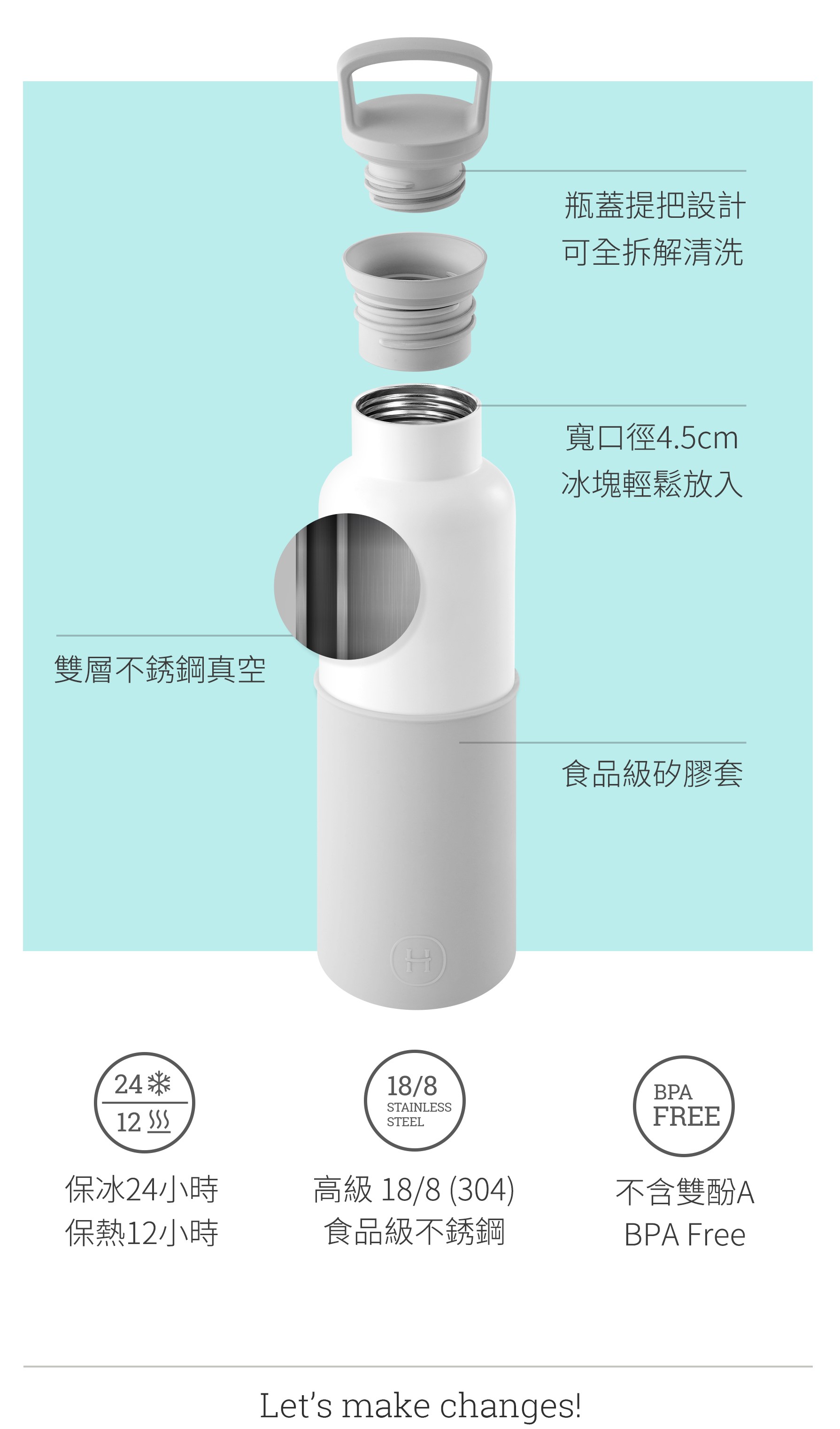 【美國HYDY】雲灰-白瓶 時尚保溫水瓶 590ml | 蝦皮購物