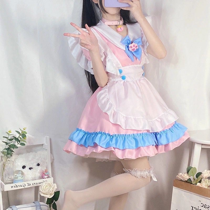 【🎀現貨24H速發 】cosplay女僕裝 連身裙 可愛lolita洛麗塔女僕裝 春夏女裝 粉色系女裝 粉色少女裝 | 蝦皮購物