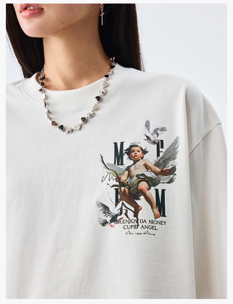 【CPT SELECT】MEDM 天使丘比特 印花 重磅純棉 美式落肩寬鬆 長袖 | 蝦皮購物