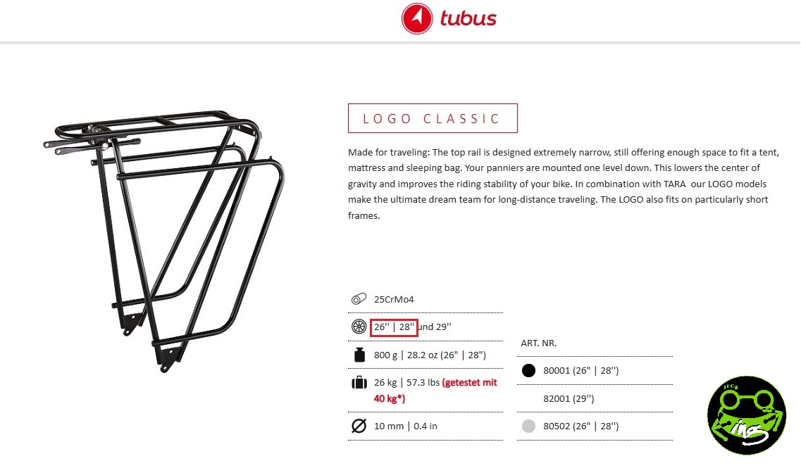 Tubus Logo Classic 26"/28" Carrier - black / 旅行專用-鋼製後貨架 | 蝦皮購物