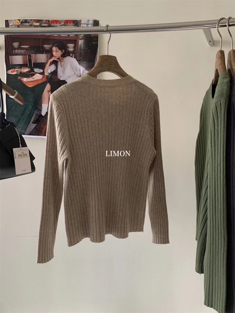Sui paradise*現貨+預購*正品the lemon百搭親膚基本款坑條針織圓領長袖上衣 內搭 | 蝦皮購物