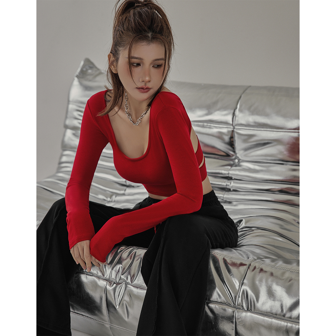 [Mando蔓朵]氛圍感美背交叉BraTop 女裝上衣 女裝 女生上衣 BraTop 露腰 兩色 #R1730529 | 蝦皮購物