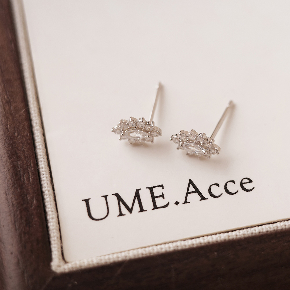[全純銀.耳環] 太陽花水滴鑽耳環【UME】S925純銀耳環/純銀耳環 | 蝦皮購物