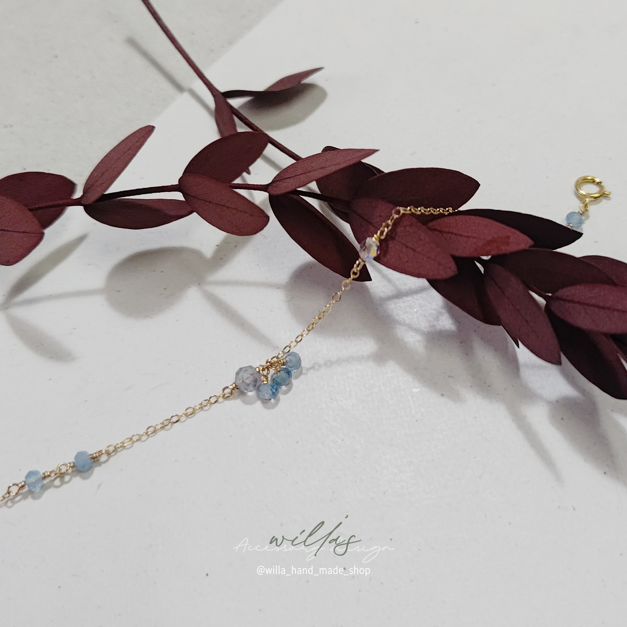 ≡Willa≡螢石 海藍寶 施華洛世奇 美國14KGF 設計手鍊 迷你晶石 輕珠寶手鍊 勇氣 愛與和平 增加信心 | 蝦皮購物