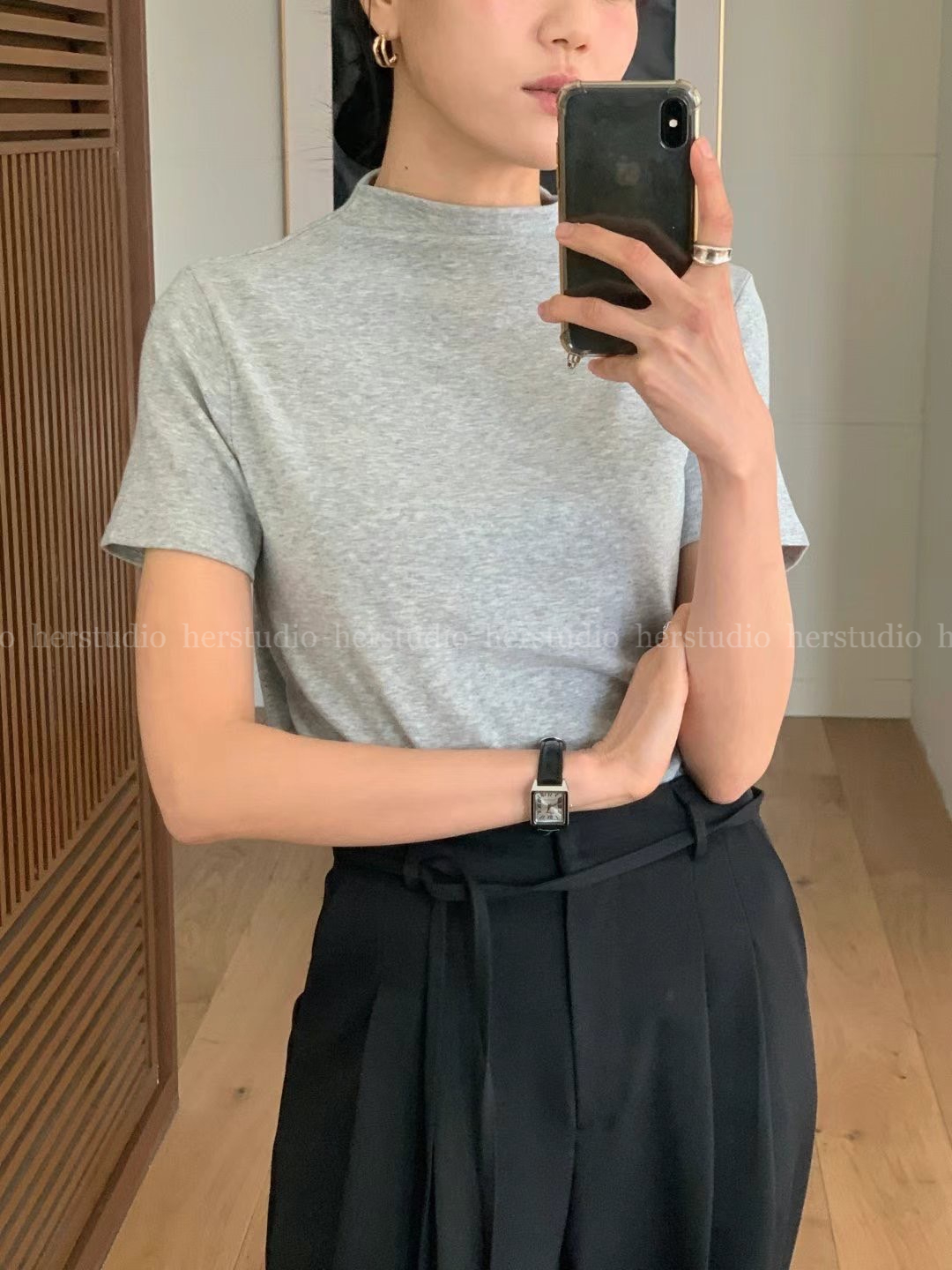 HERStudio韓國代購 氣質微領短袖上衣(5col) | 蝦皮購物