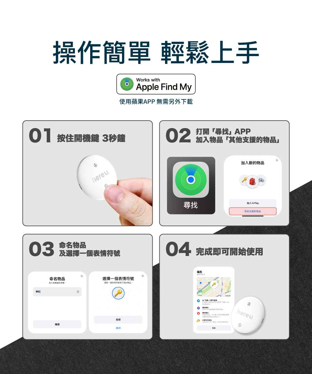 hereu Tag智慧定位器 防丟器 免插卡 蘋果適用（生活智慧守護者/物品追蹤/寵物定位/小孩長輩防走失） | 蝦皮購物