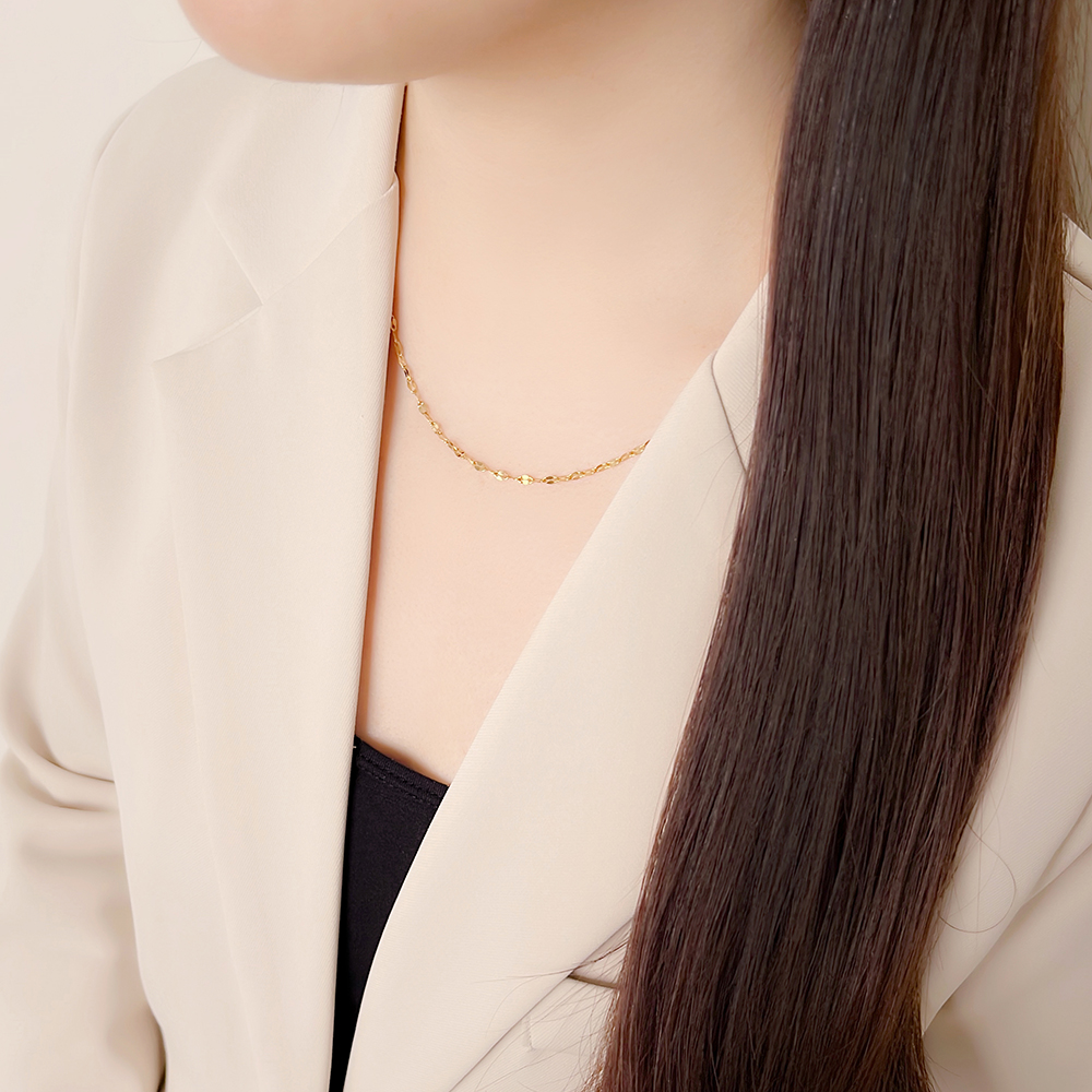 [鈦鋼.項鍊] 閃閃嘴唇鏈鈦鋼項鍊 (金色/銀色)【UME】防水洗澡可戴 / 基本款 / 無吊墜項鍊 / 鍍18K金 | 蝦皮購物