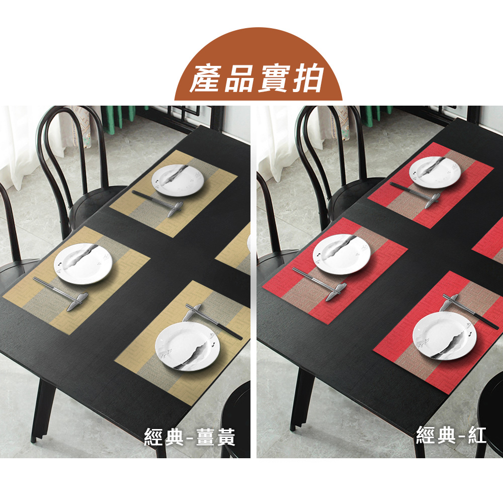 ECHAIN TECH 餐墊 PVC餐墊 PVC隔熱墊 簡約棉麻 防水墊 防燙墊 隔餐墊 茶台墊-4入組經典藍 | 蝦皮購物