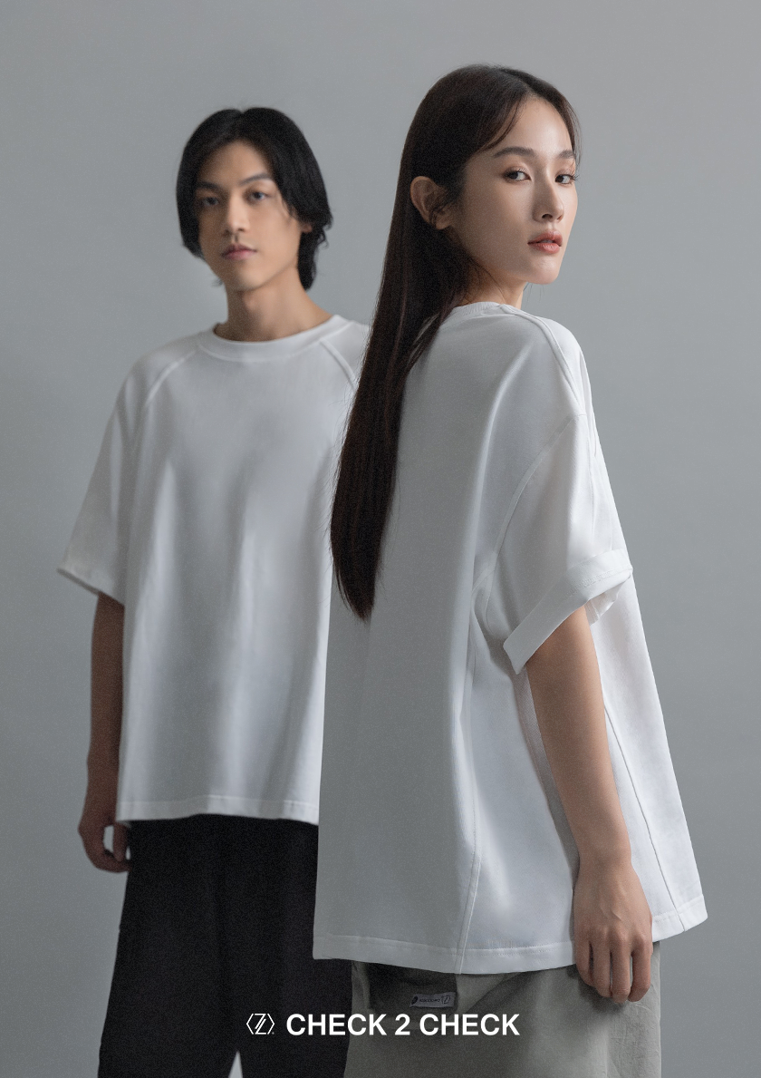 Check2Check-好磅多裁片短T 純棉 寬鬆落肩 特殊剪裁 斜肩袖 素t 男女可穿【CB0025101】[現貨] | 蝦皮購物