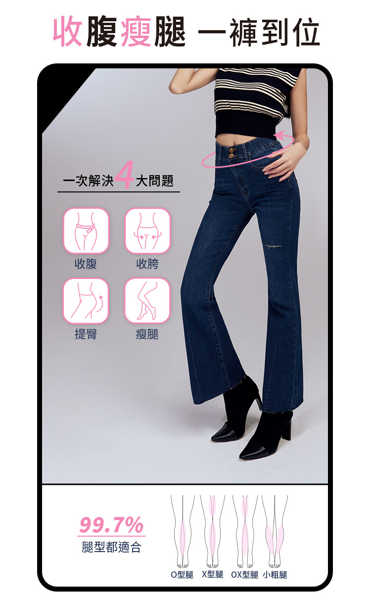 OB嚴選 視覺細-5KG．腰鬆緊刷色小喇叭牛仔顯瘦褲 《BA7595》大尺碼/女裝/現貨 | 蝦皮購物