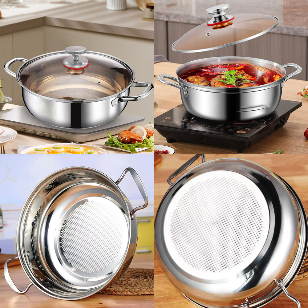24H出貨32cm 316不鏽鋼特厚魚鱗式雙耳湯鍋 燉煮鍋 大容量火鍋 不黏鍋 燉煮鍋 魚鱗鍋 含蓋 | 蝦皮購物