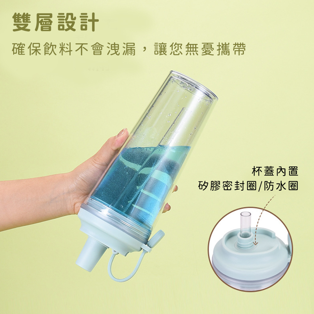 【日本FORVER】手提式透明雙層AS吸管杯710ml 彈跳粗吸管杯 Tritan吸管 透明珍珠杯 珍珠杯 | 蝦皮購物