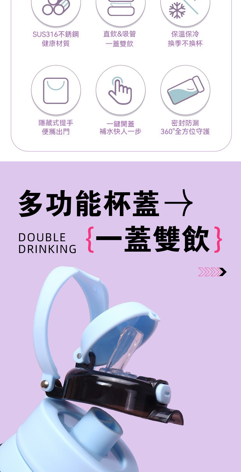 【隔日到貨 2025新款550ml】316不鏽鋼保溫杯 雙飲提手保溫瓶 不鏽鋼保溫瓶 保溫杯 保溫瓶 保溫壺 大容量水壺 | 蝦皮購物