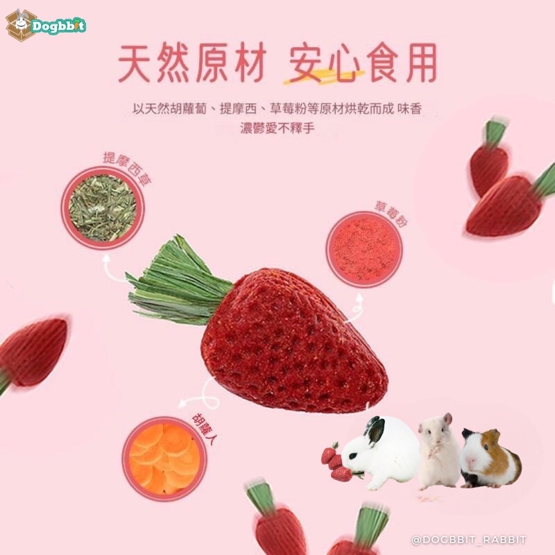 道格兔Dogbbit | 3入裝 草莓草餅 兔子草餅 草餅 磨牙 鼠零食 天竺鼠零食 龍貓零食 草棒 兔子零食 零食草餅 | 蝦皮購物