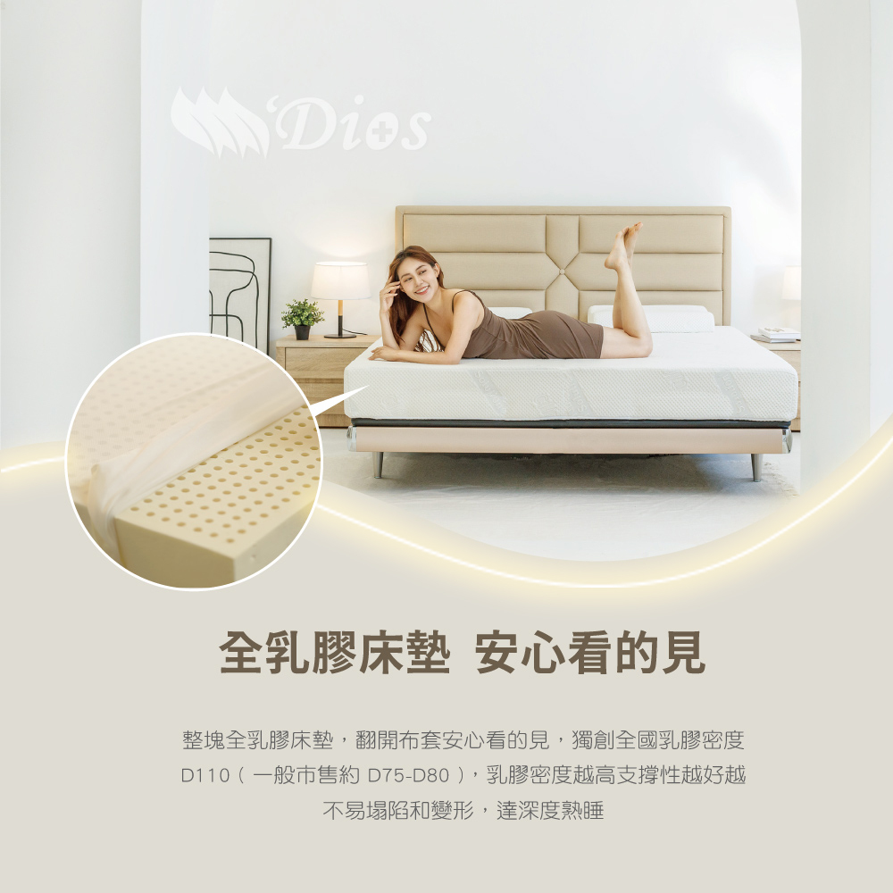 【迪奧斯 Dios】高支撐、智能恆溫-防蟎抗菌乳膠床墊-高15公分【高密度D110 全乳膠床墊】 | 蝦皮購物
