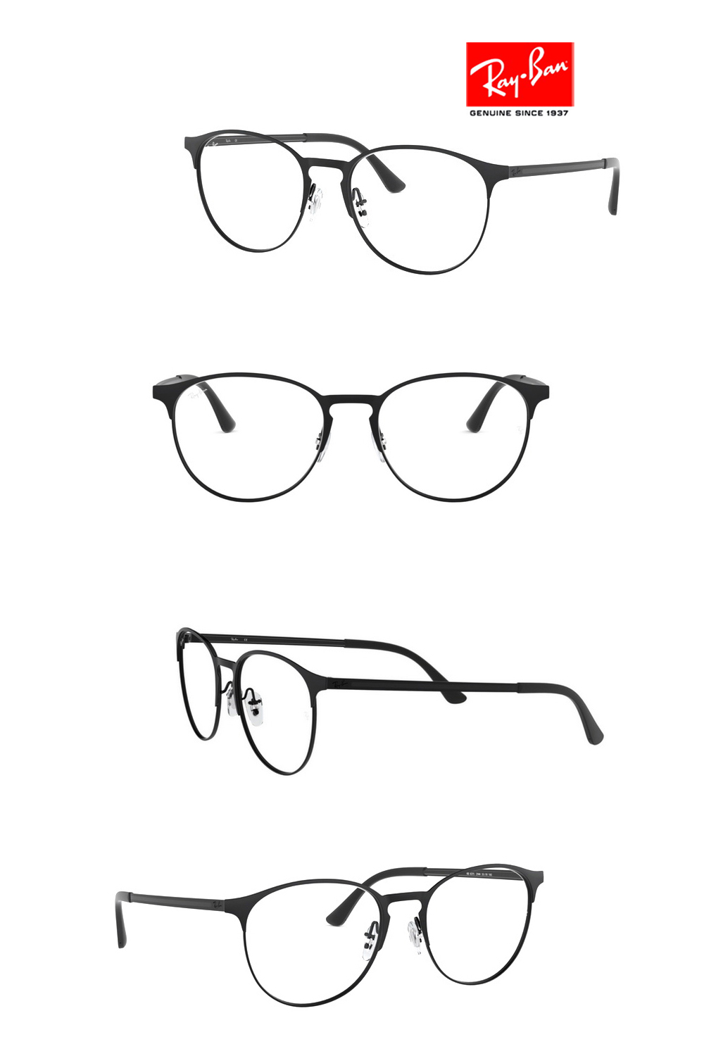 【原廠公司貨】RayBan 雷朋 輕量款 復古金屬圓框光學眼鏡 舒適可調鼻墊 RB6375 2944 53mm 霧黑 | 蝦皮購物