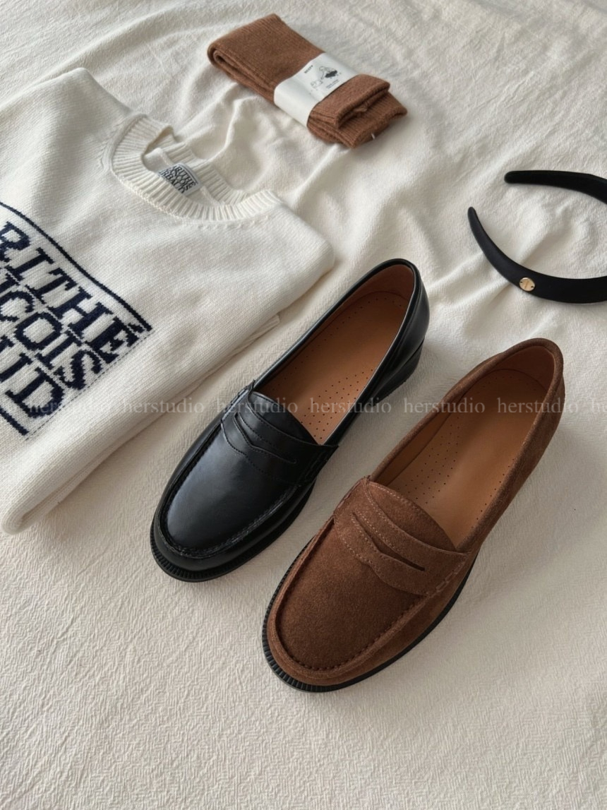 🔥黑色245現貨 HERStudio韓國代購 設計師款經典樂福鞋(2col) | 蝦皮購物