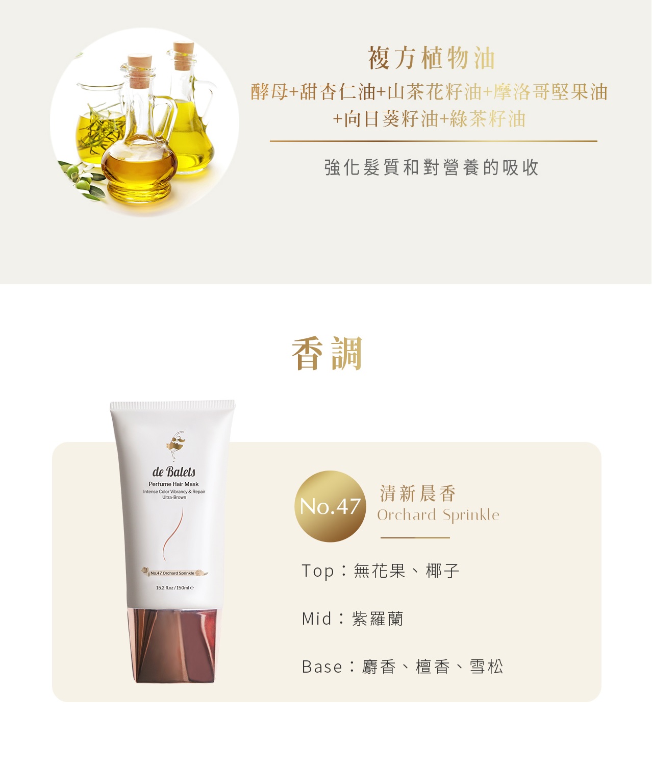 de Balets【染漂專用升級-小棕髮膜】SPA級香水護色賦活深層修護髮膜 No.47 清新晨香 30ml | 蝦皮購物