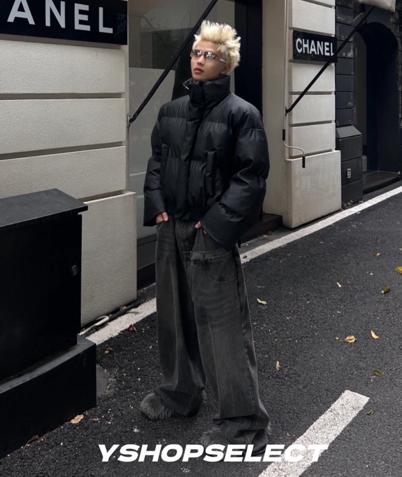 專櫃等級🔥【YSHOP】鋪棉皮質 “NO.1” 短寬 重磅質量 立領 羽絨外套 男女款 保暖外套 厚外套 鋪棉外套 | 蝦皮購物