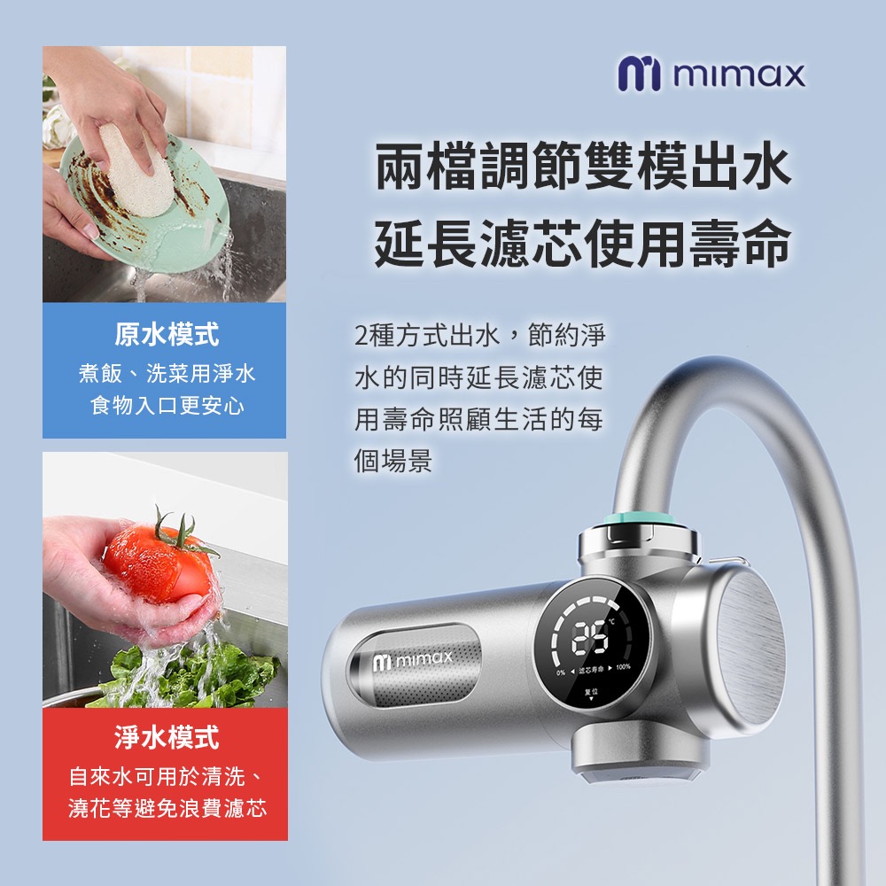 【米覓 mimax】雙12特價 智慧除菌除氯淨水器 水流發電 紫外線除菌 水溫顯示 12級深層過濾 除菌 水龍頭淨水器 | 蝦皮購物
