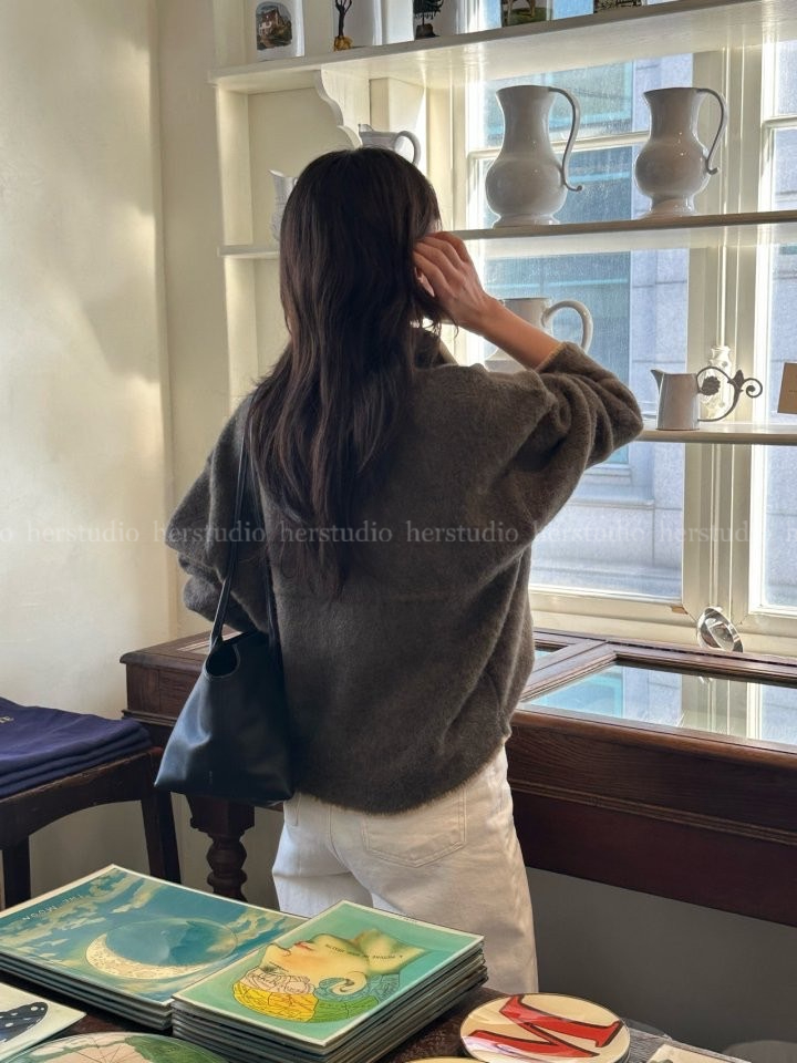 HERStudio韓國代購 高品質滾邊羊駝半拉鍊毛衣(2col) | 蝦皮購物