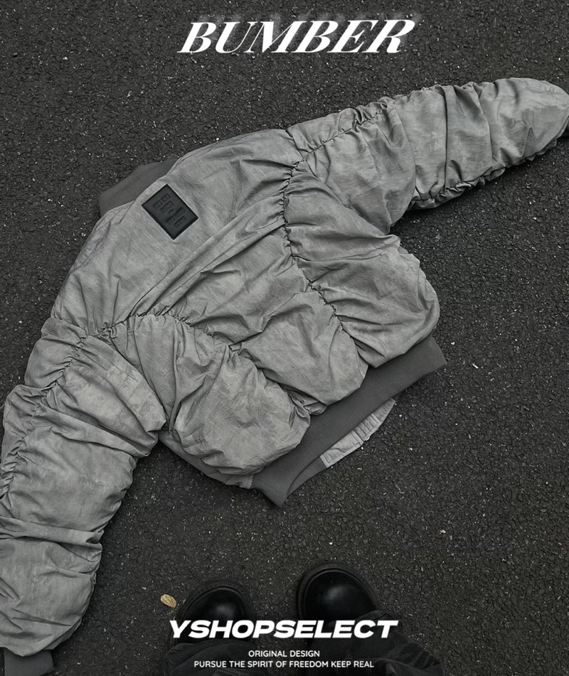 【YSHOP】 質量爆表.ᐟ.ᐟ 廢土風 重工美學 褶皺 飛行外套 短寬 厚外套 厚磅 男女款 『保暖必備首選』 MA1 | 蝦皮購物