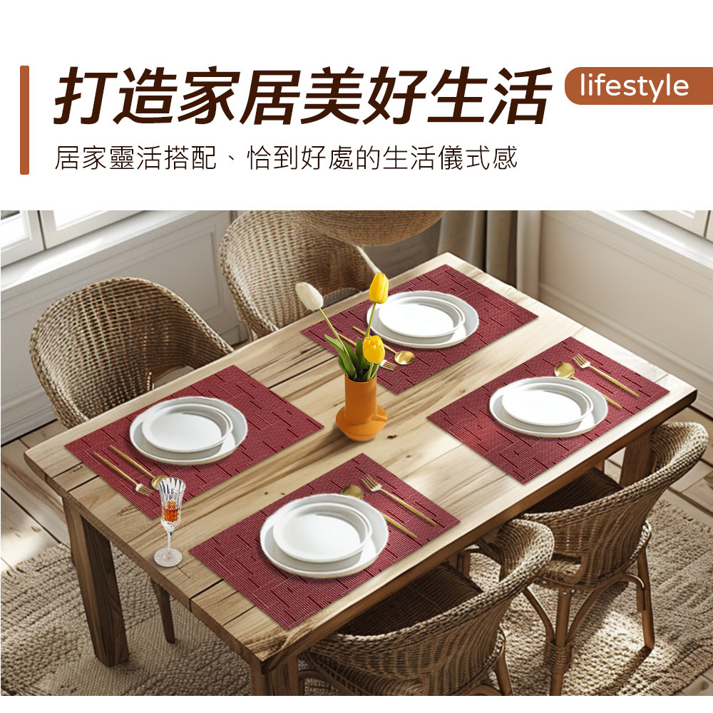 ECHAIN TECH 餐墊 PVC餐墊 PVC隔熱墊 簡約棉麻 防水墊 防燙墊 隔餐墊 茶台墊-4入組灰黑 | 蝦皮購物