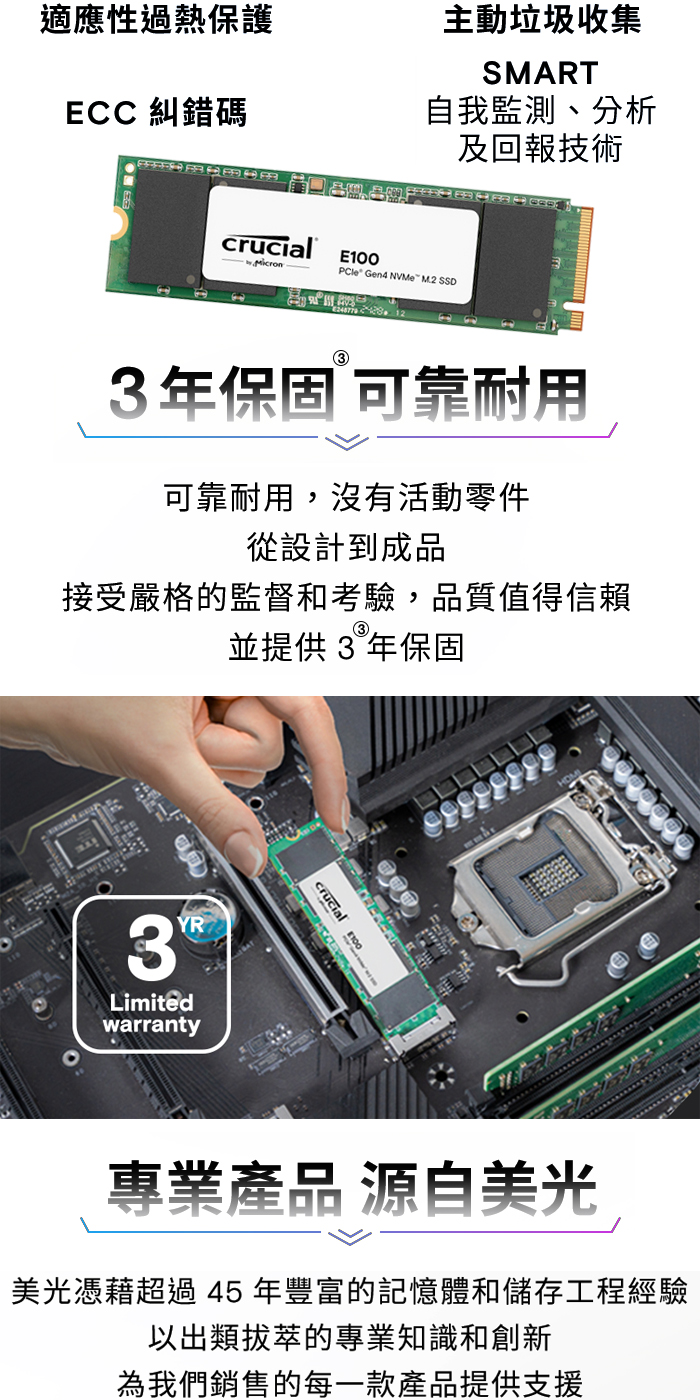 Micron 美光 E100 QLC 480G/1T M.2 2280 NVMe Gen 4 x4 固態硬碟【每家比】 | 蝦皮購物
