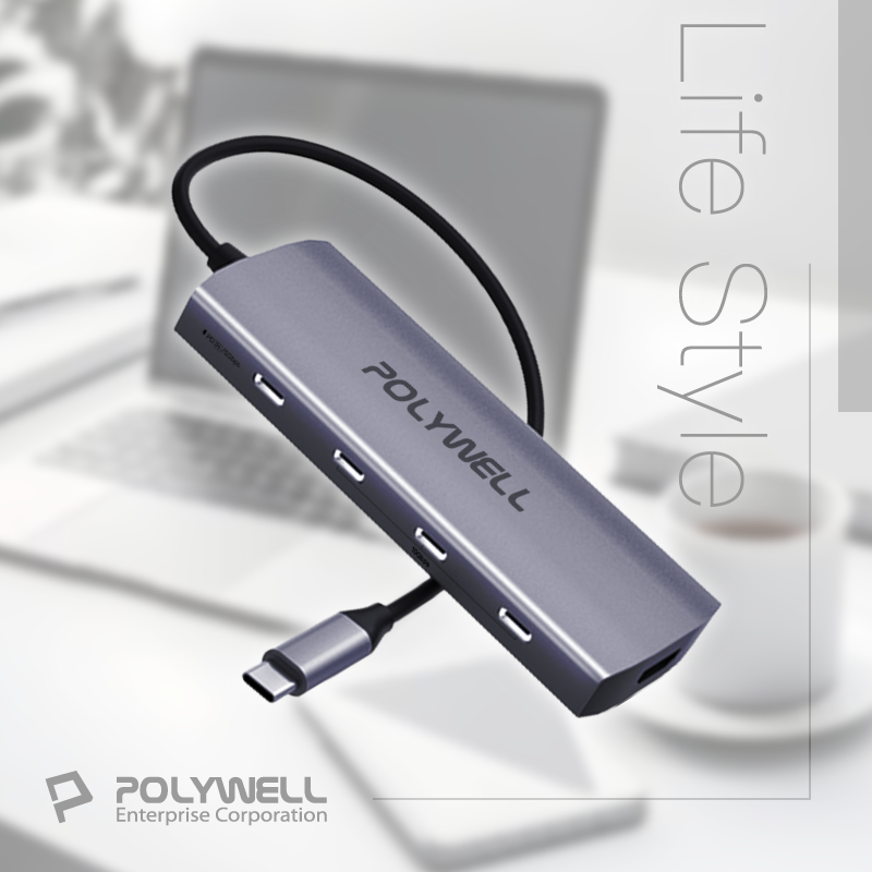 【POLYWELL 寶利威爾】Type-C 九合一多功能集線器 HUB 100W PD快充 10G HDMI SD | 蝦皮購物