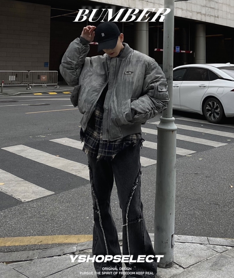 【YSHOP】 質量爆表.ᐟ.ᐟ 廢土風 重工美學 褶皺 飛行外套 短寬 厚外套 厚磅 男女款 『保暖必備首選』 MA1 | 蝦皮購物