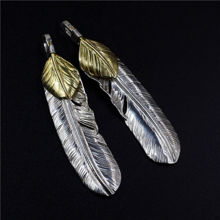 【全館免運】大銀家 s925 純銀 精工 GORO'S 高橋 上金 羽毛 配件 吊墜 | 蝦皮購物