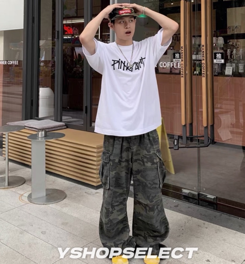 【YSHOP】 《迷彩必收款》 復古多口袋 褶皺設計感 迷彩工裝褲 傘兵褲 闊腿褲 迷彩褲 | 蝦皮購物