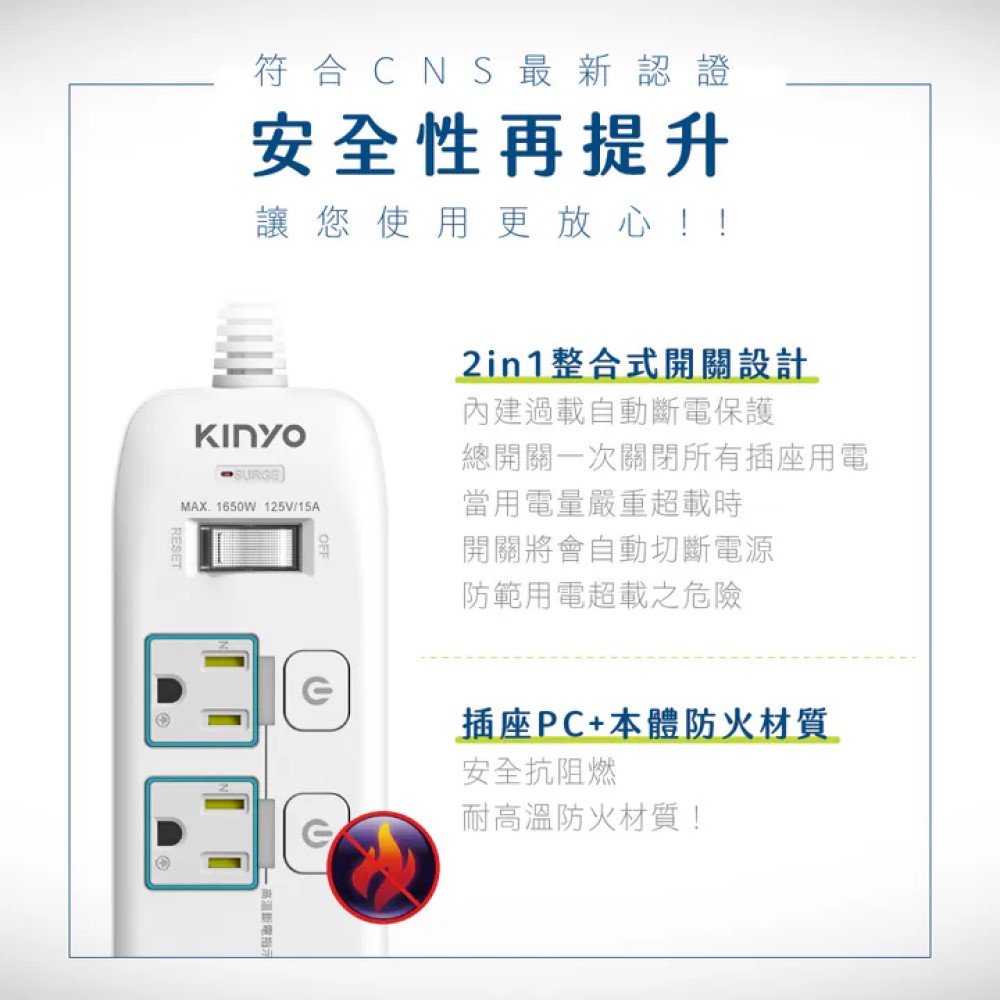 【KINYO】4開3插 2 PD快充 延長線 6呎 65W充電延長線 USB 獨立節能開關 TYPE C【蘑菇生活家電】 | 蝦皮購物